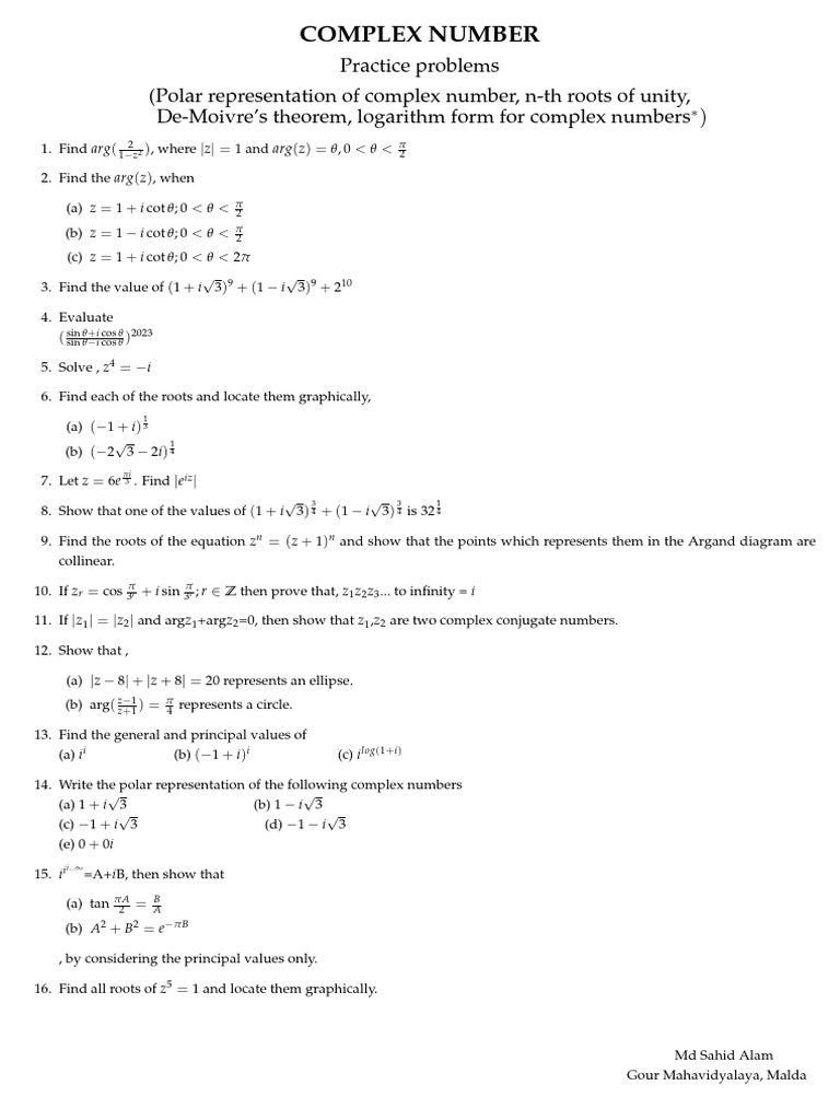 Complex_assignment (2) - Copy - Copy | PDF | Complex Number | Mathematics