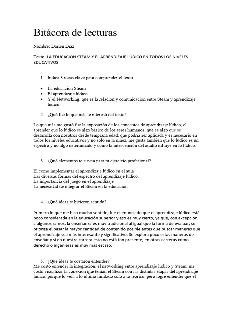 Bitácora de Lecturas Plantilla | PDF