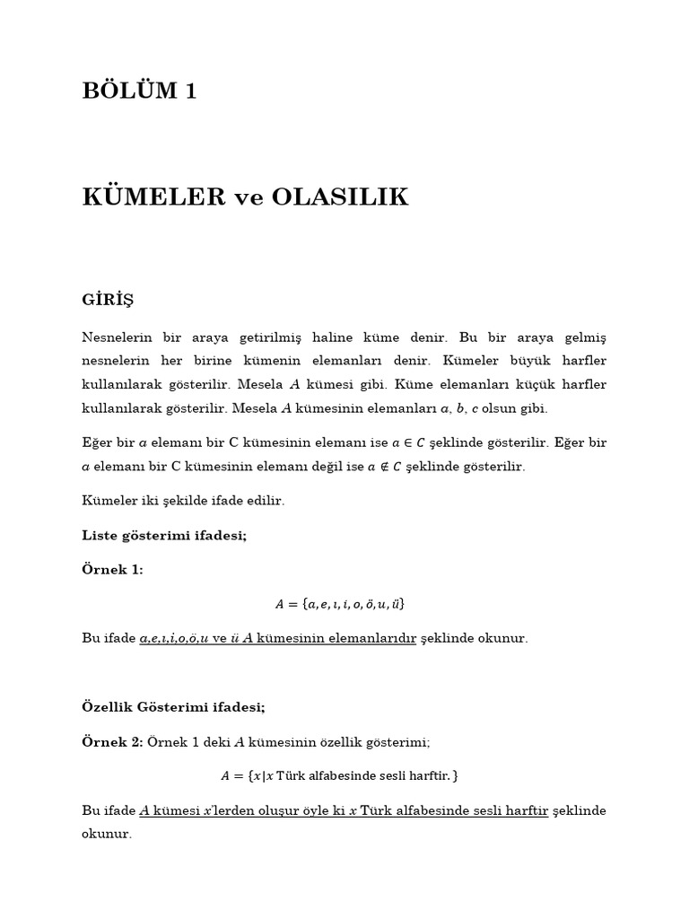 Istatistik Ve Olasilik Ders Notlari Bolum 1 - Ver 1.01 | PDF