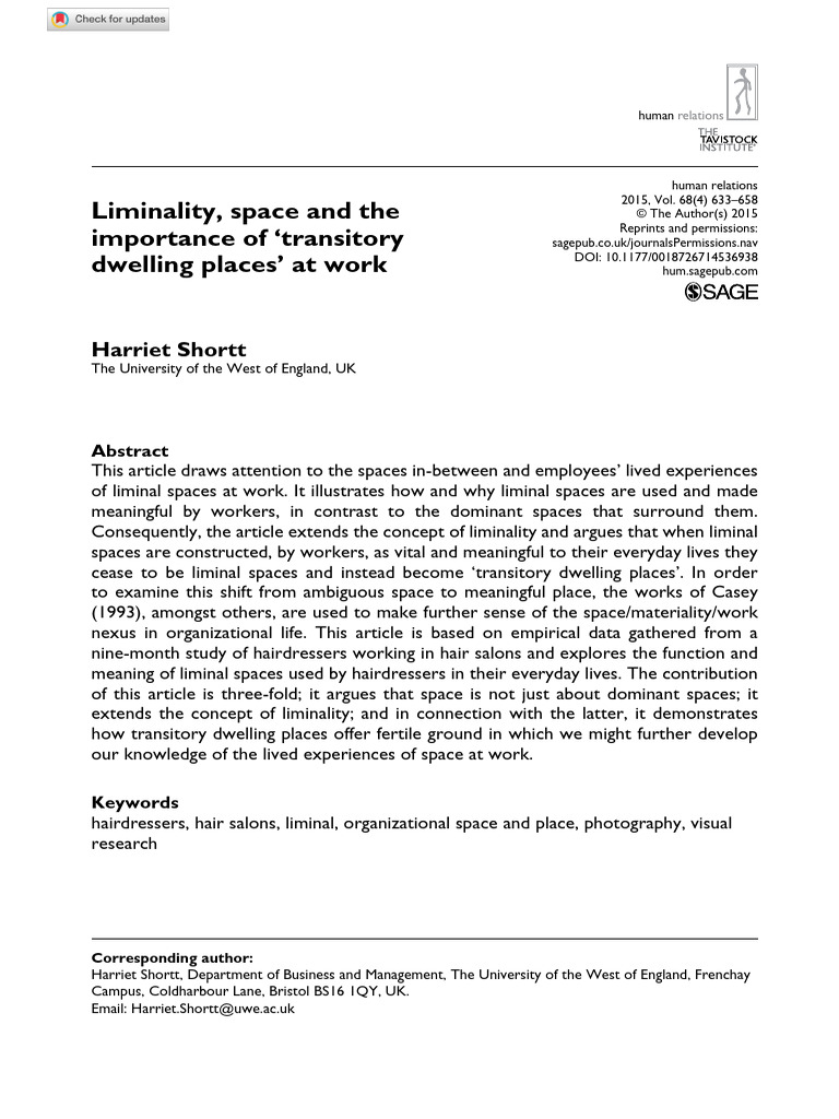 Liminality, Space and The Importance of Transitory Dwelling Places' at ...