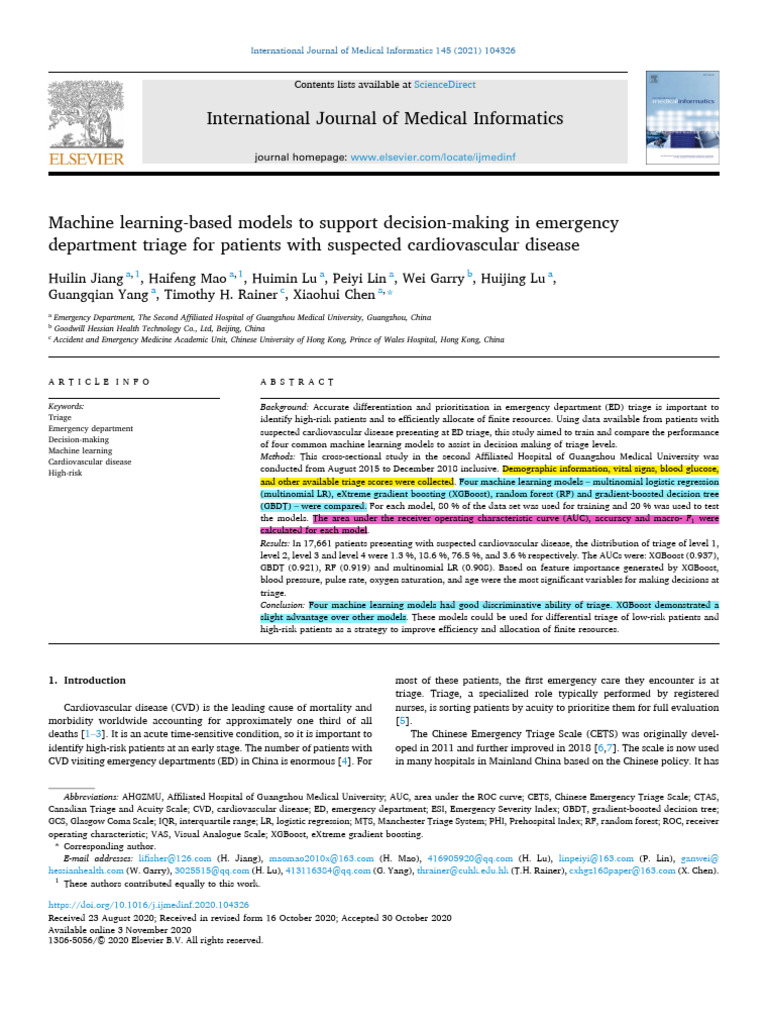 Machine Learning Based Models To Support Decision Maki - 2021 ...