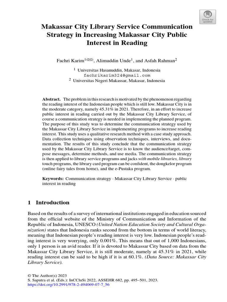 Makassar City Library Service Communication Strategy in Increasing ...