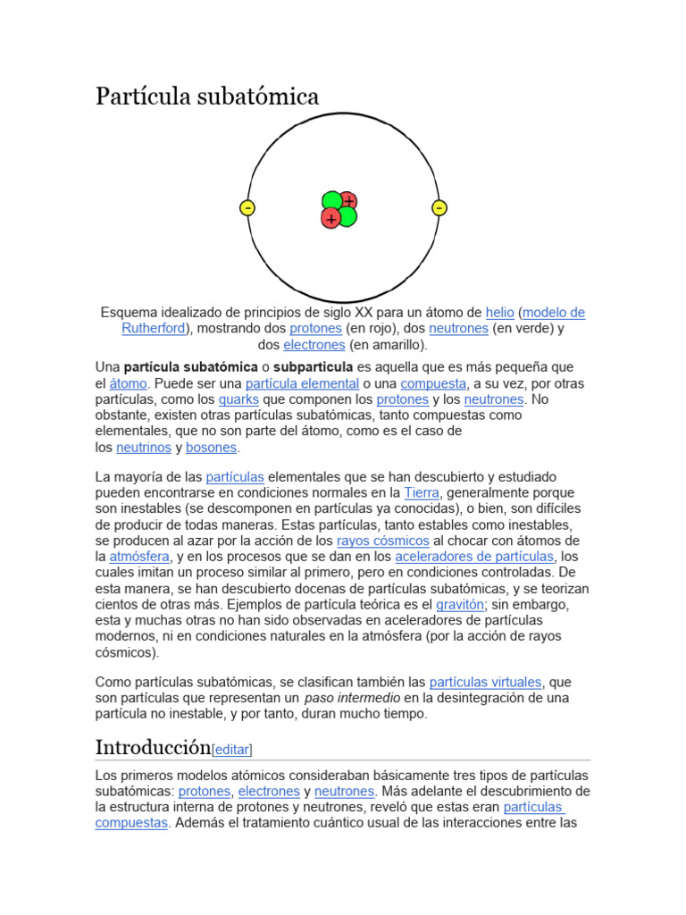 Partícula subatómica | PDF | Protón | Átomos