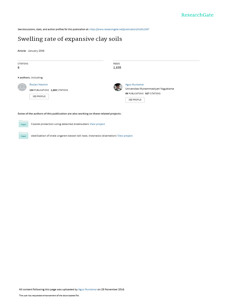 Swelling Rate of Expansive Clay Soils | PDF | Clay | Soil