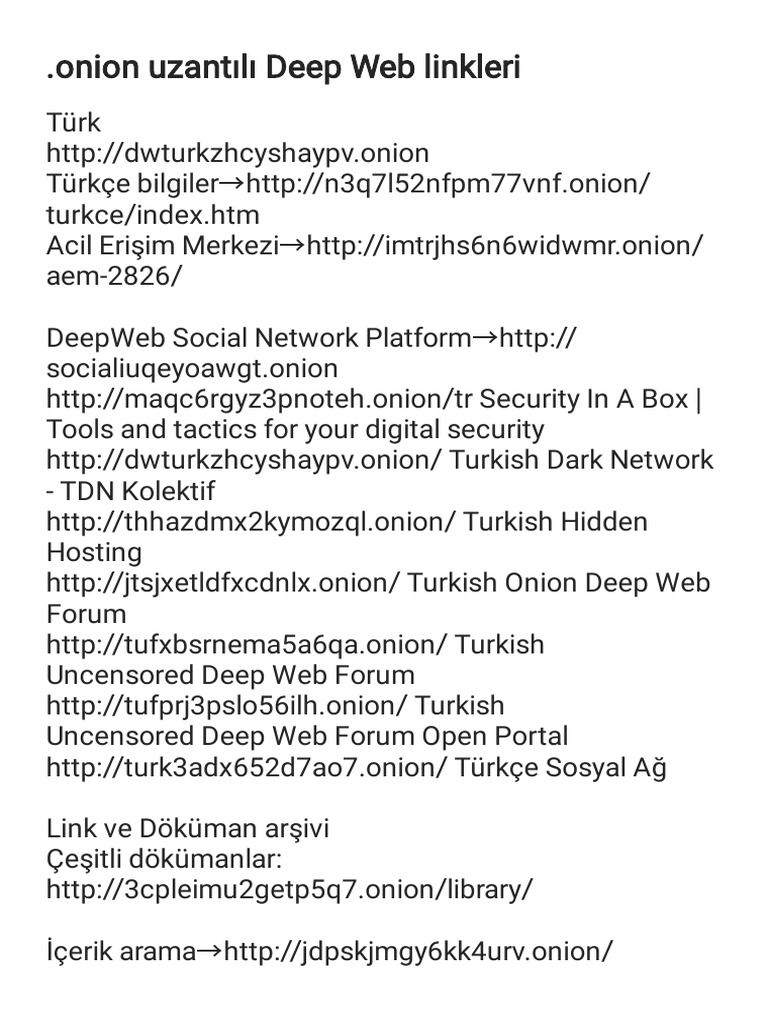 Onion Uzantılı Deep Web Linkleri | PDF