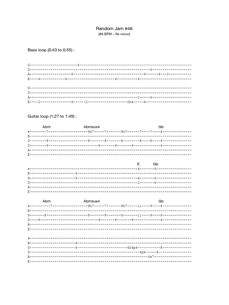 Guitar Tab - Random Jam #46 | PDF | Technology & Engineering