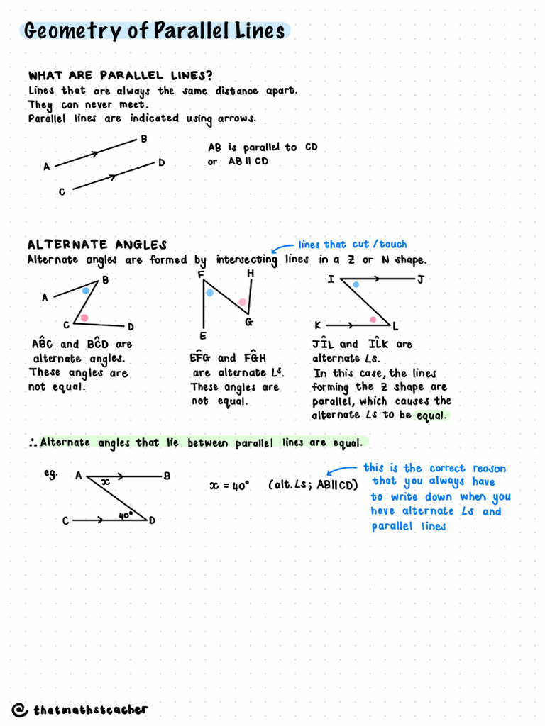 Grade 8 Parallel Lines | PDF