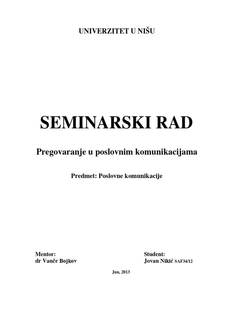 Pregovaranje U Poslovnim Komunikacijama | PDF