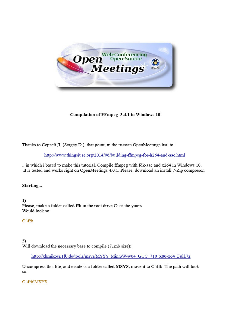 Ffmpeg Compilation In Windows 10 Pdf