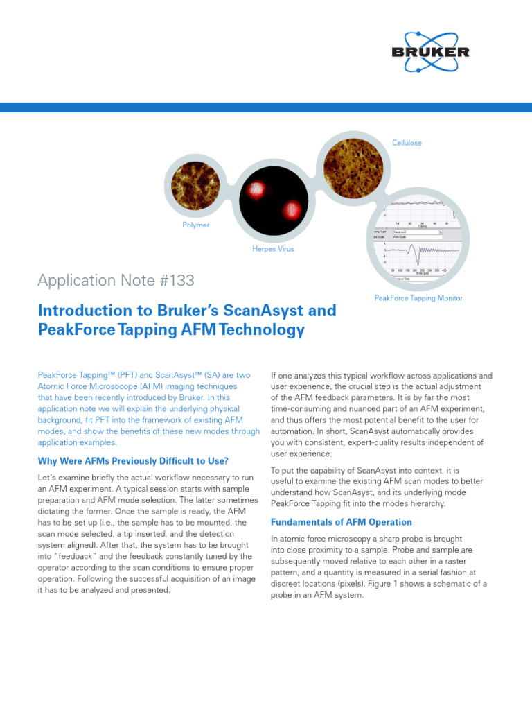 Introduction To Brukers Scanasyst And Peakforce Tapping Atomic Force Microscopy Technology