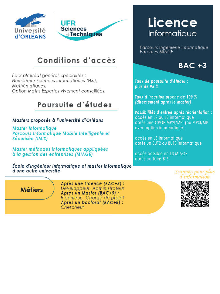 Universite Orleans Licence Informatique - 2023 | PDF