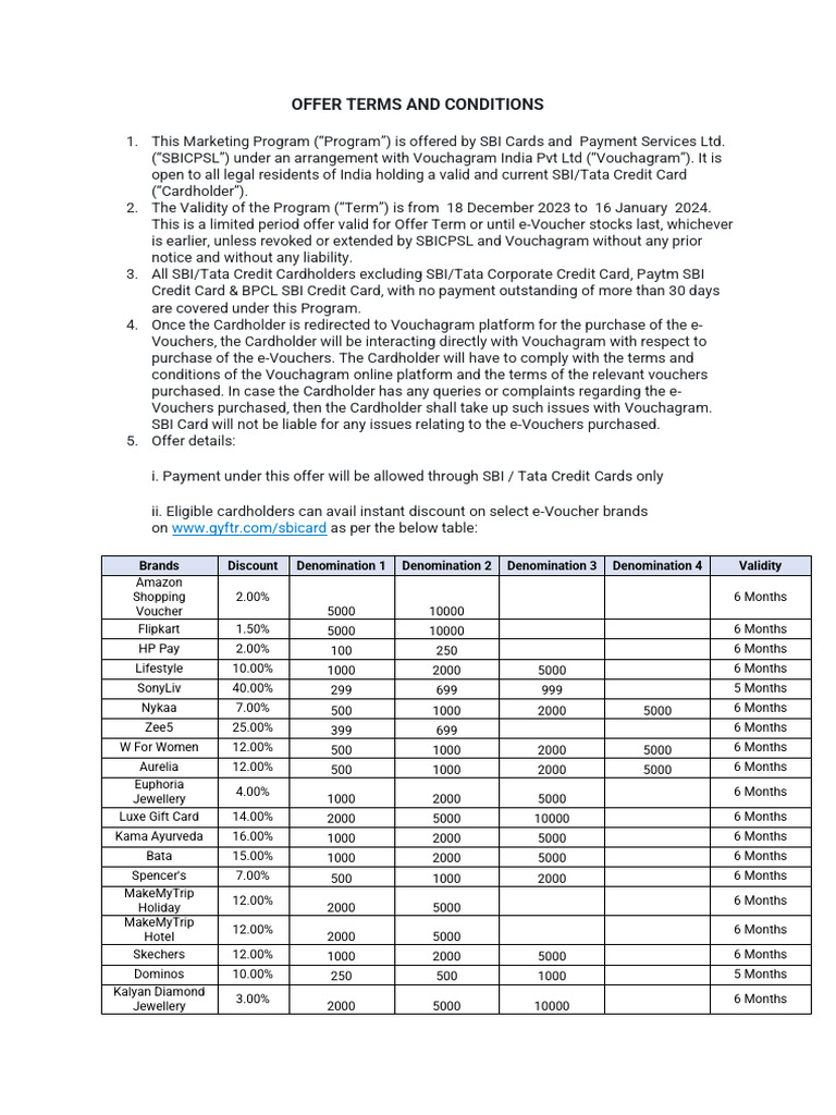 Offer Terms and Conditions 18 Dec 2023 to 16 Jan 2024 | PDF | Credit Card | Arbitration
