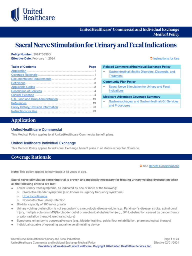 Sacral Nerve Stimulation 02012024 | PDF
