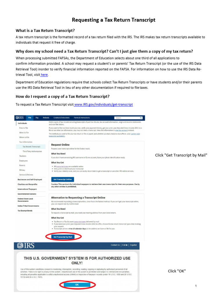 Tax Return Transcript | PDF