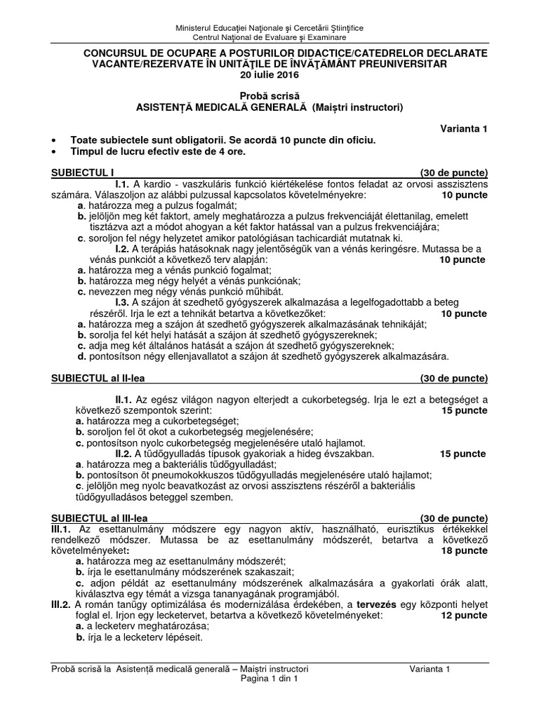 Tit 008 Asist Med Gen M 2016 Var 01 LMA | PDF