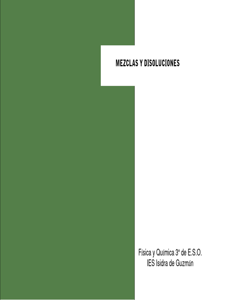 MEZCLAS Y DISOLUCIONES. Física y Química 3º de E.S.O. IES Isidra de Guzmán | PDF | Mezcla ...
