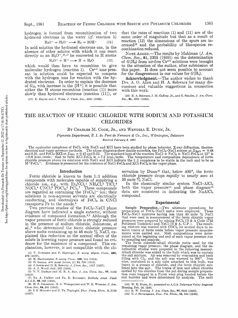 Ferric Chloride and Alkali Chloride Reactions | PDF | Sodium Chloride ...