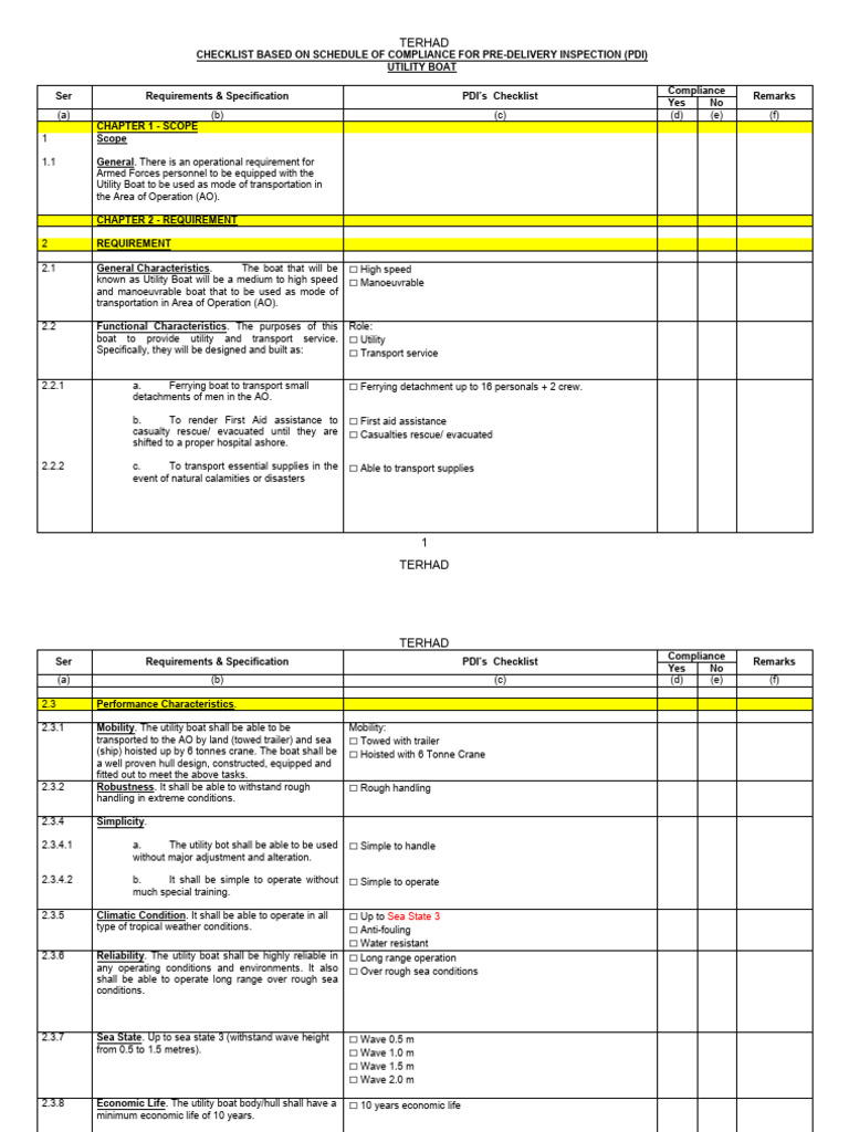 CHECKLIST PDI UTILITI | PDF | Sea | Transport