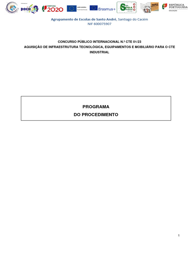 Critérios de Adjudicação do Concurso CTE 01/23 | PDF | União Europeia ...