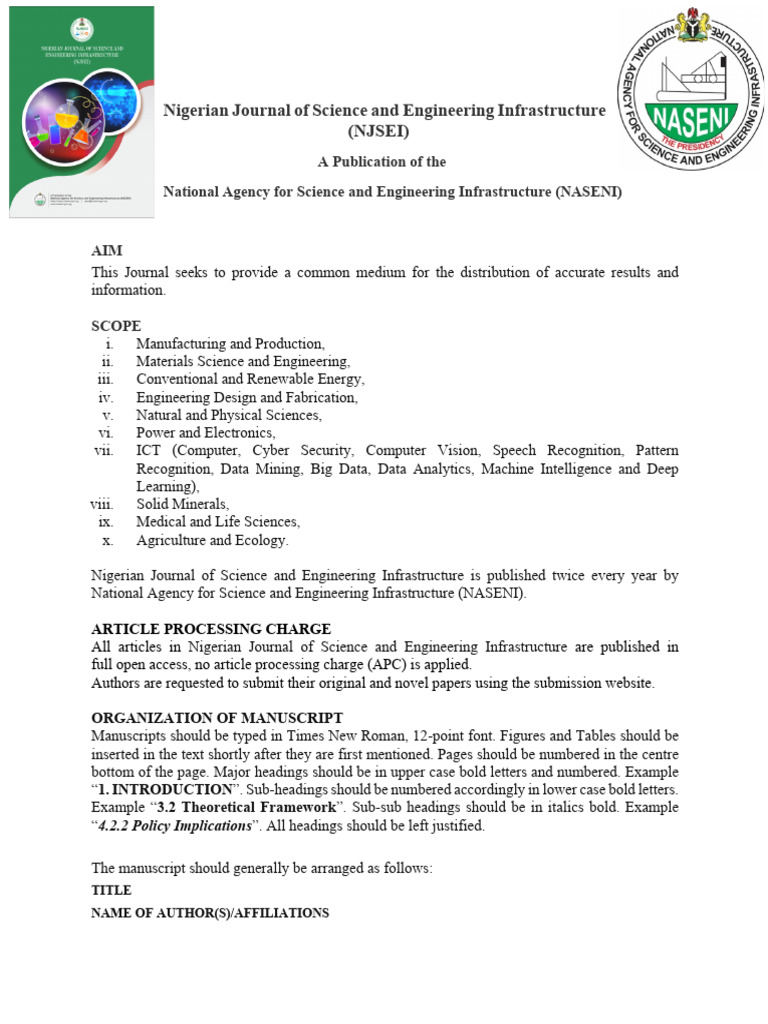 Guide For Authors Njsei | PDF