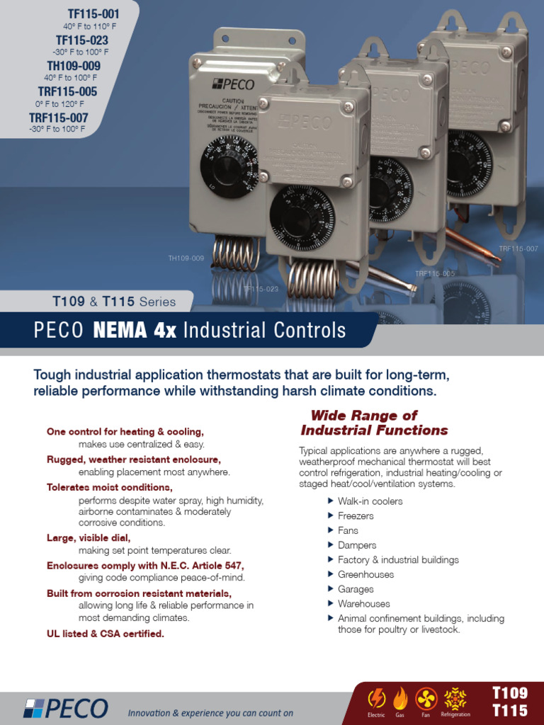 PECO Raintight Weather Resistant Line Voltage Thermostat | PDF ...