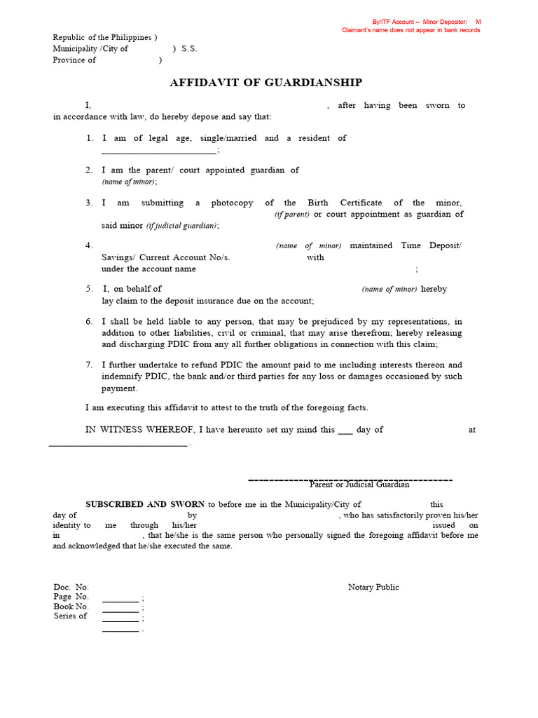 Affidavit of Guardianship | PDF | Affidavit | Private Law
