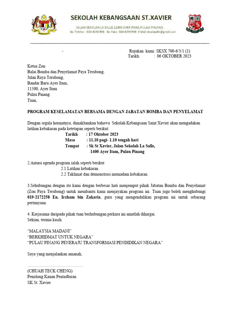 Surat Kepada Bomba | PDF