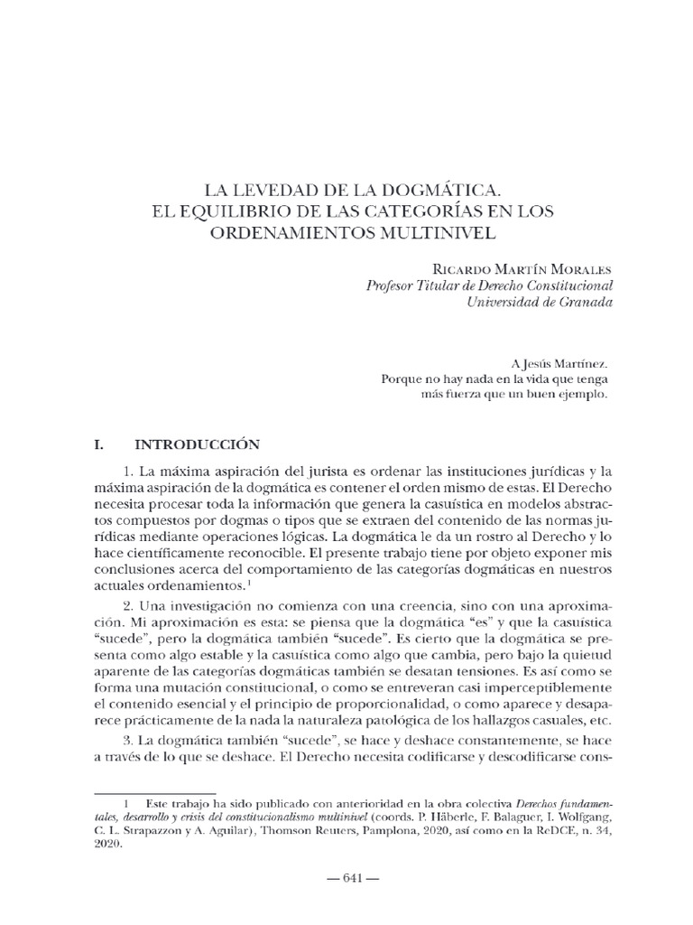 La Levedad de La Dogmática El Equilibrio de Las Categorías en Los ...