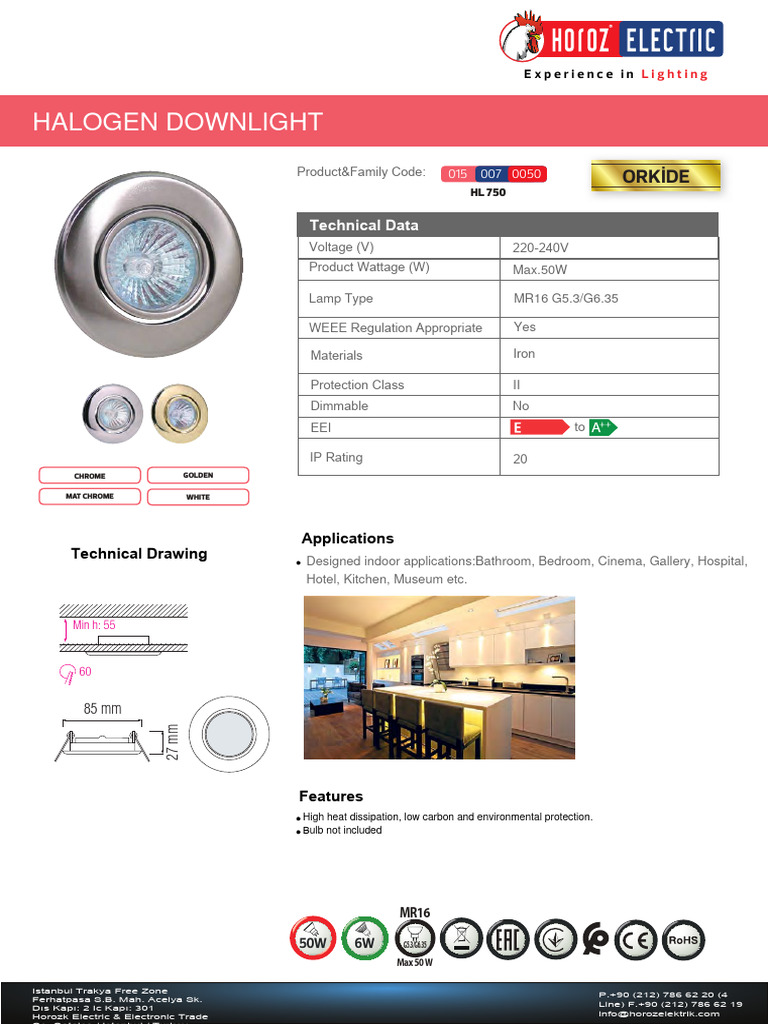 50W Halogen Downlight MR16 G5.3/G6.35 | PDF