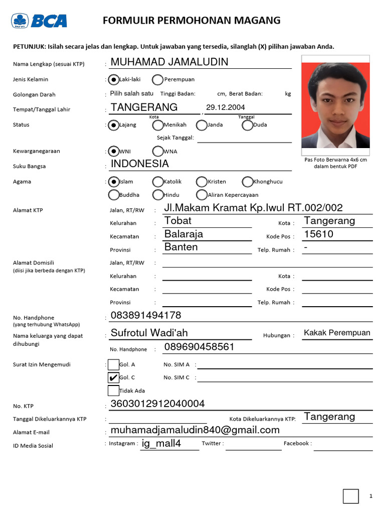 Formulir Permohonan Magang (Fillable Form) (2) | PDF Formulir Permohonan Magang (Fillable Form) (2) | PDF