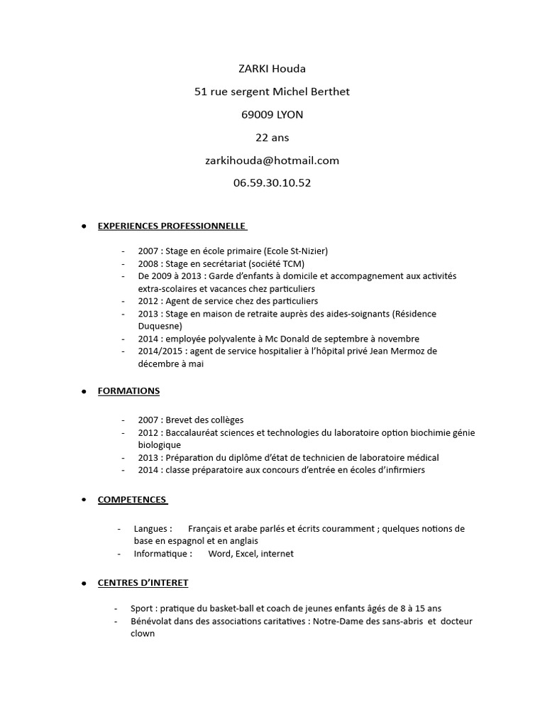 CV Zarki Houda | PDF