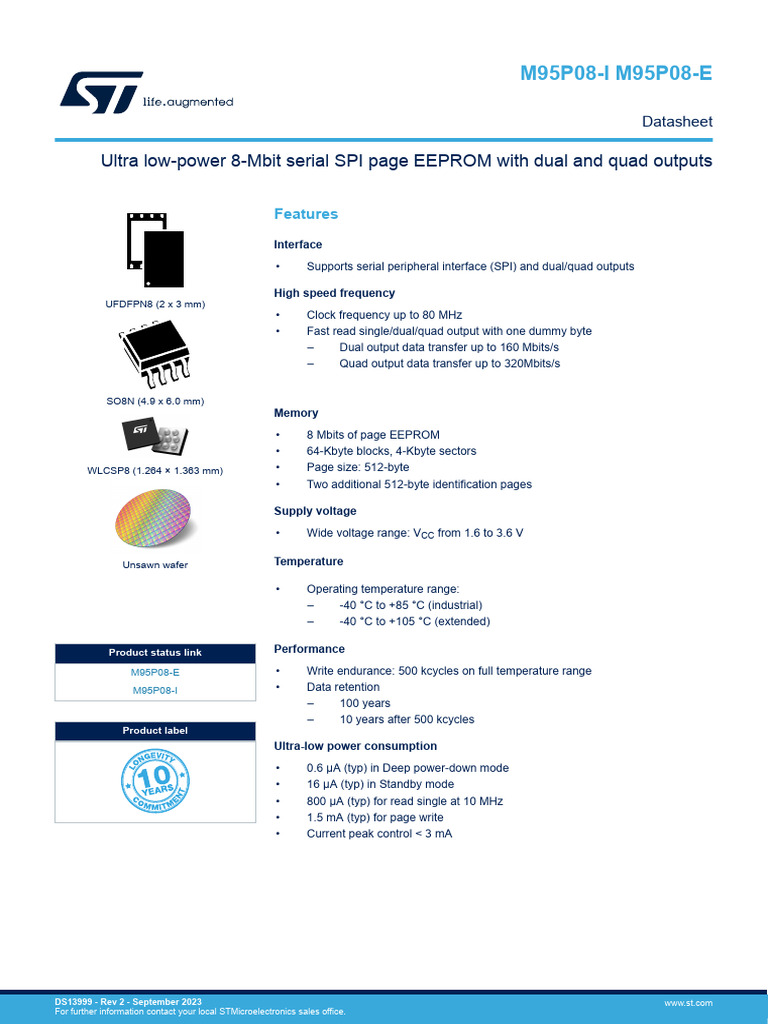 Ultra Low-Power 8-Mbit Serial SPI Page EEPROM With Dual and Quad Outputs | PDF | Computer Data ...