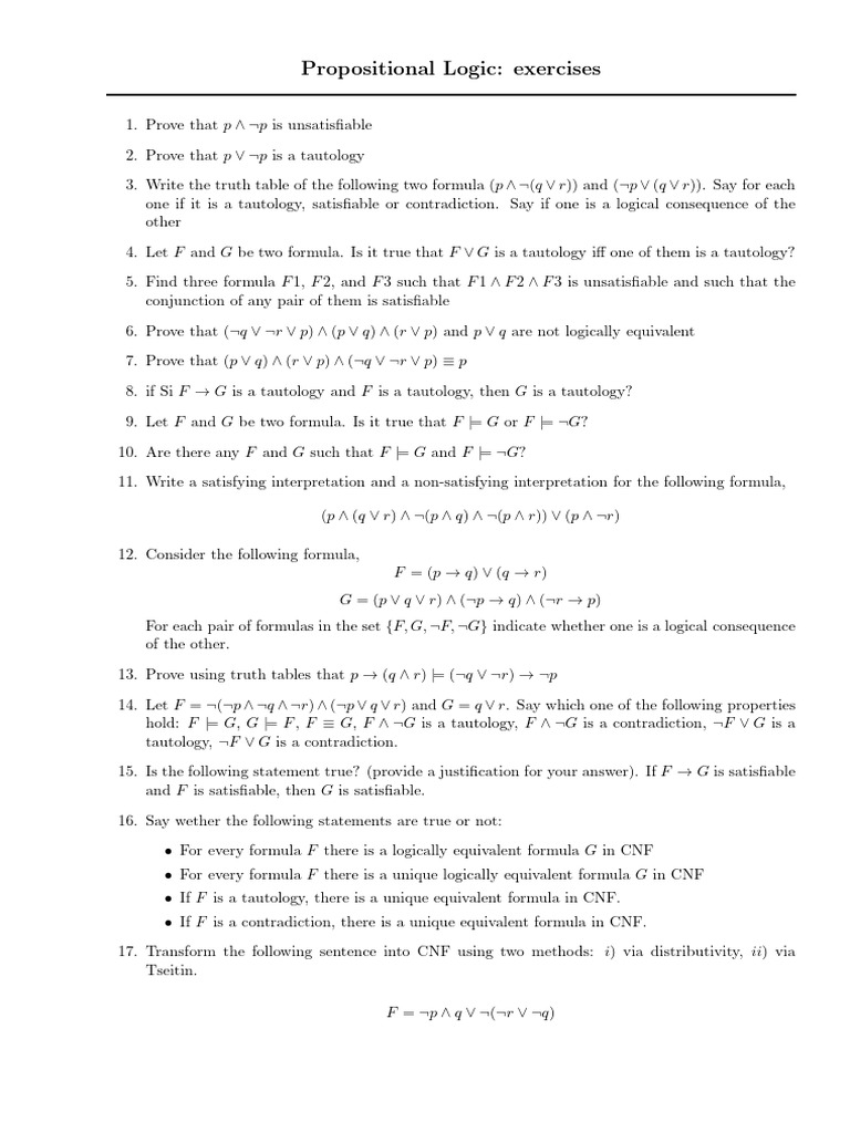 SAT Logic Exercises and Solutions | PDF | Teaching Methods & Materials