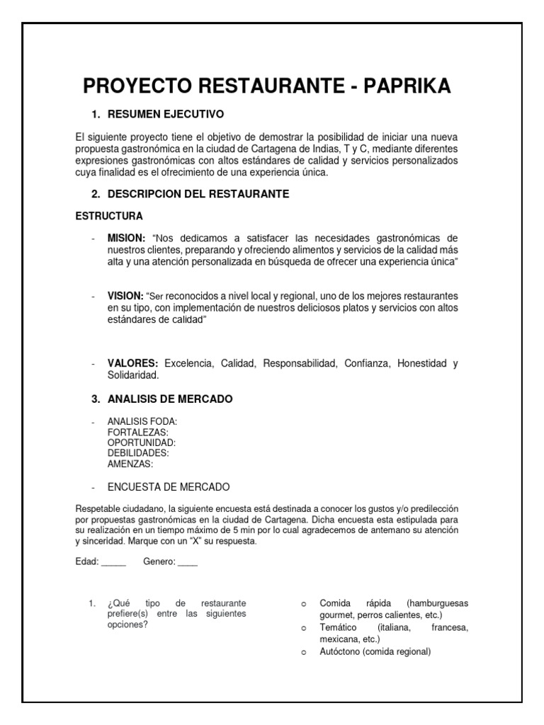 Proyecto Restaurante | PDF