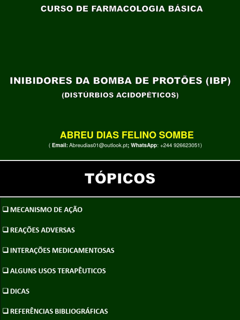 Farmacologia - Inibidores Da Bomba de Protões-Abreu Dias Felino Sombe ...