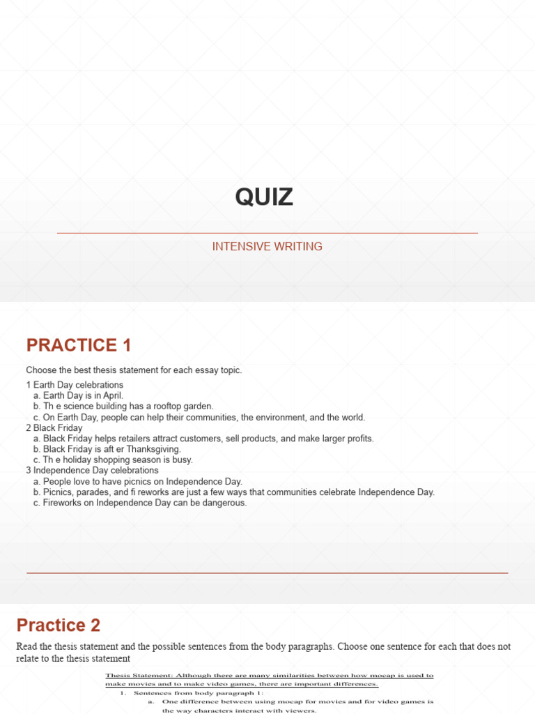 Intensive Writing Meeting 7 Quiz | PDF