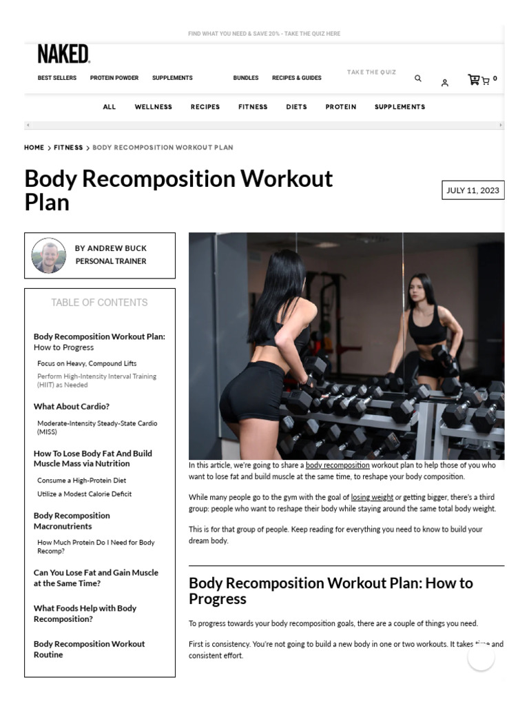 Body Recomposition Workout Plan - Naked Nutrition | PDF