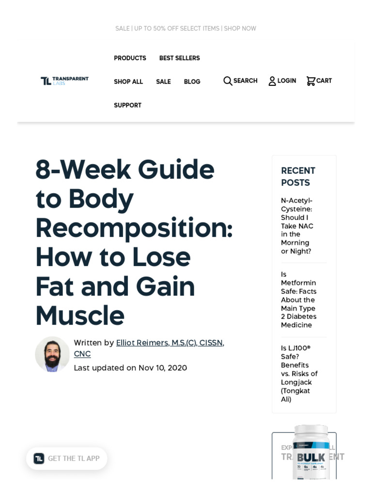 8-Week Guide To Body Recomposition - How To Lose Fat and Gain Muscle - Transparent Labs | PDF ...
