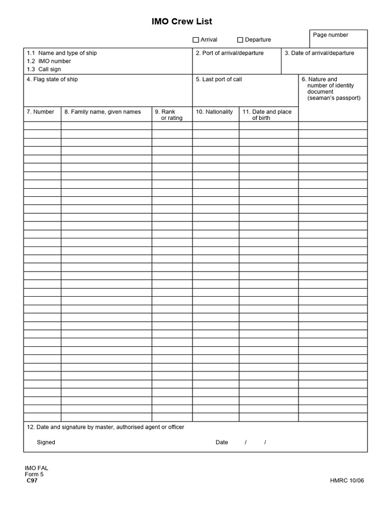 IMO Crew List Details | PDF