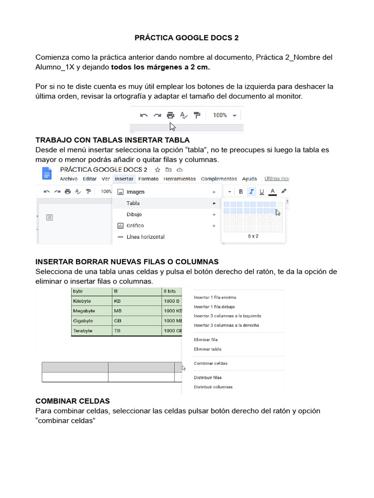 Guía Tablas y Formato en Google Docs | PDF