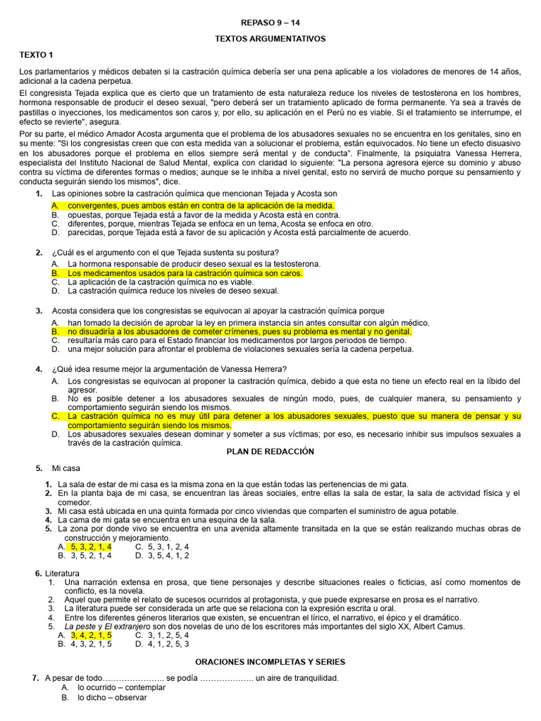 REPASO 9-14 Solución | PDF | Pensamiento | Narración