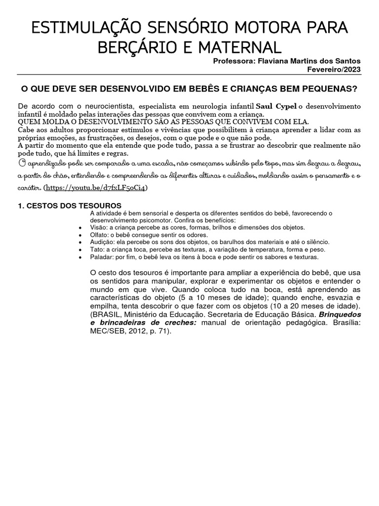 Estimulação Sensório Motora para Berçário e Maternal | PDF | Brinquedos ...