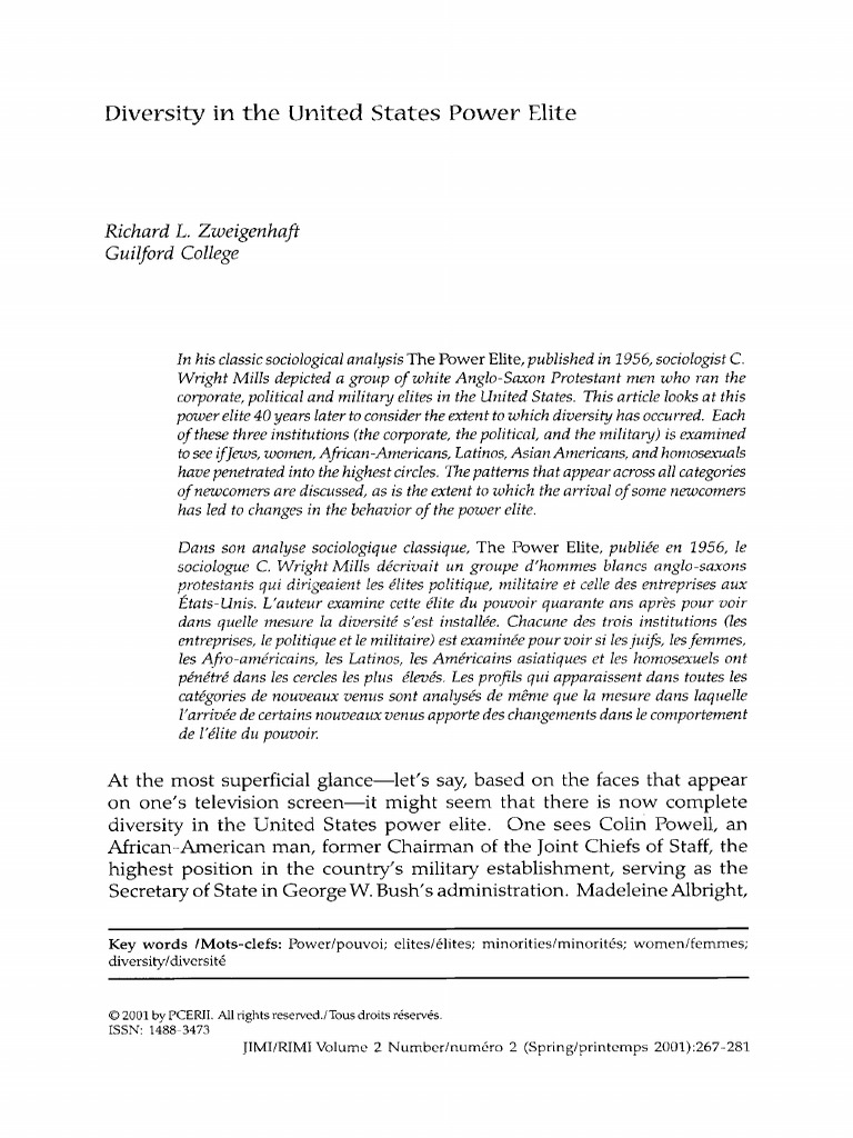 2001 - Diversity in The Power Elite | PDF