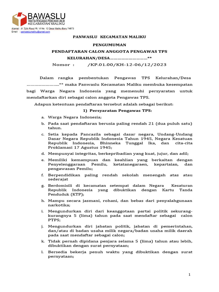 Ptps Lampiran 1 | PDF