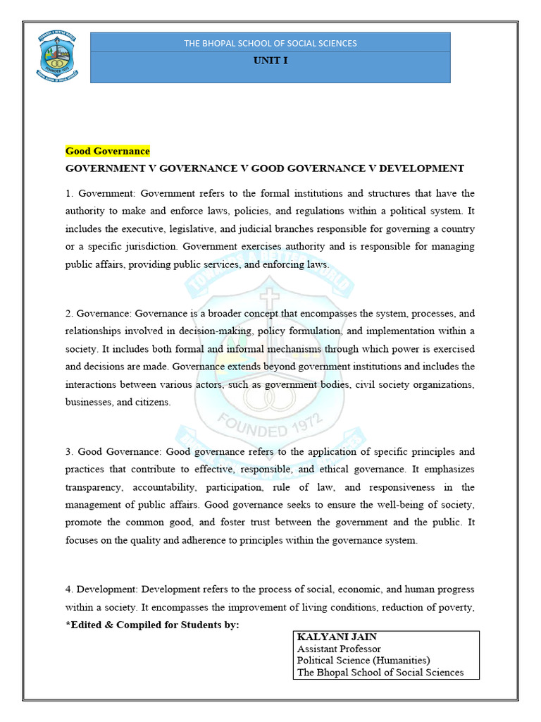 C U1 M4 BA5sem Differences | PDF | Governance | Good Governance