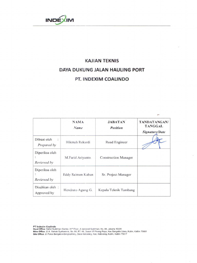 Perkerasan Jalan Hauling Indexim | PDF