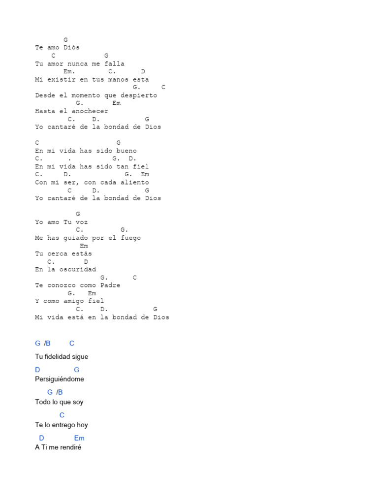La Bondad de Dios - Letra y Acordes | PDF