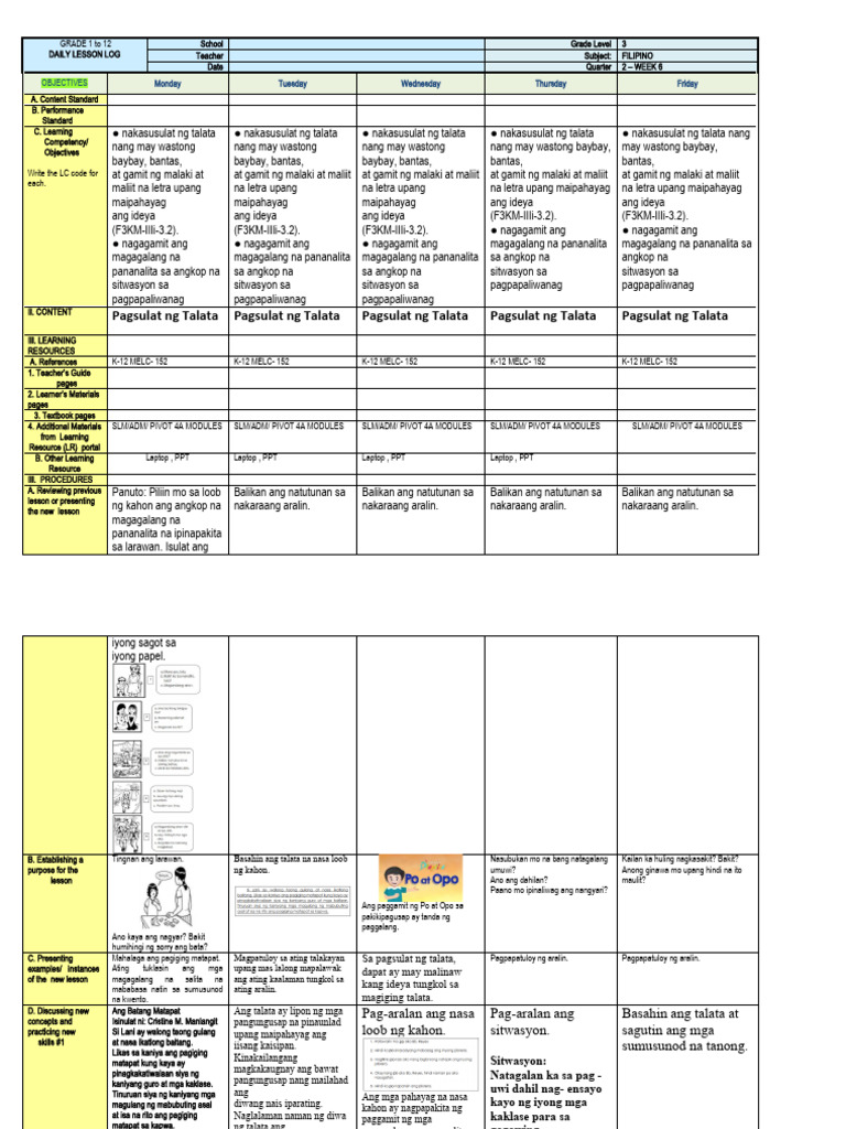 WEEK6 DLL FILIPINO | PDF
