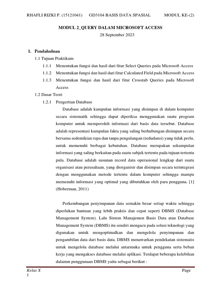 Modul 2 - Query Dalam Microsoft Access | PDF