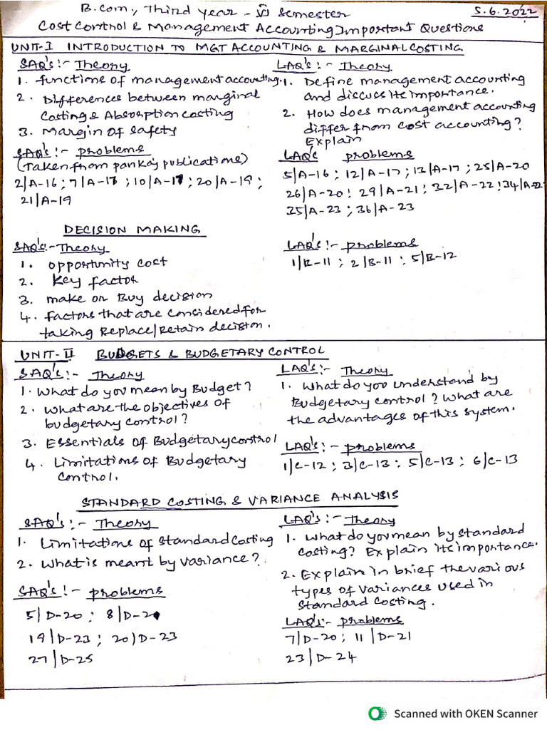 CCMA Imp + CLG Notes | PDF